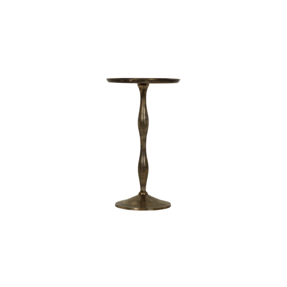 Brass Pedestal Cocktail Table / 23 in. H – Argent Events